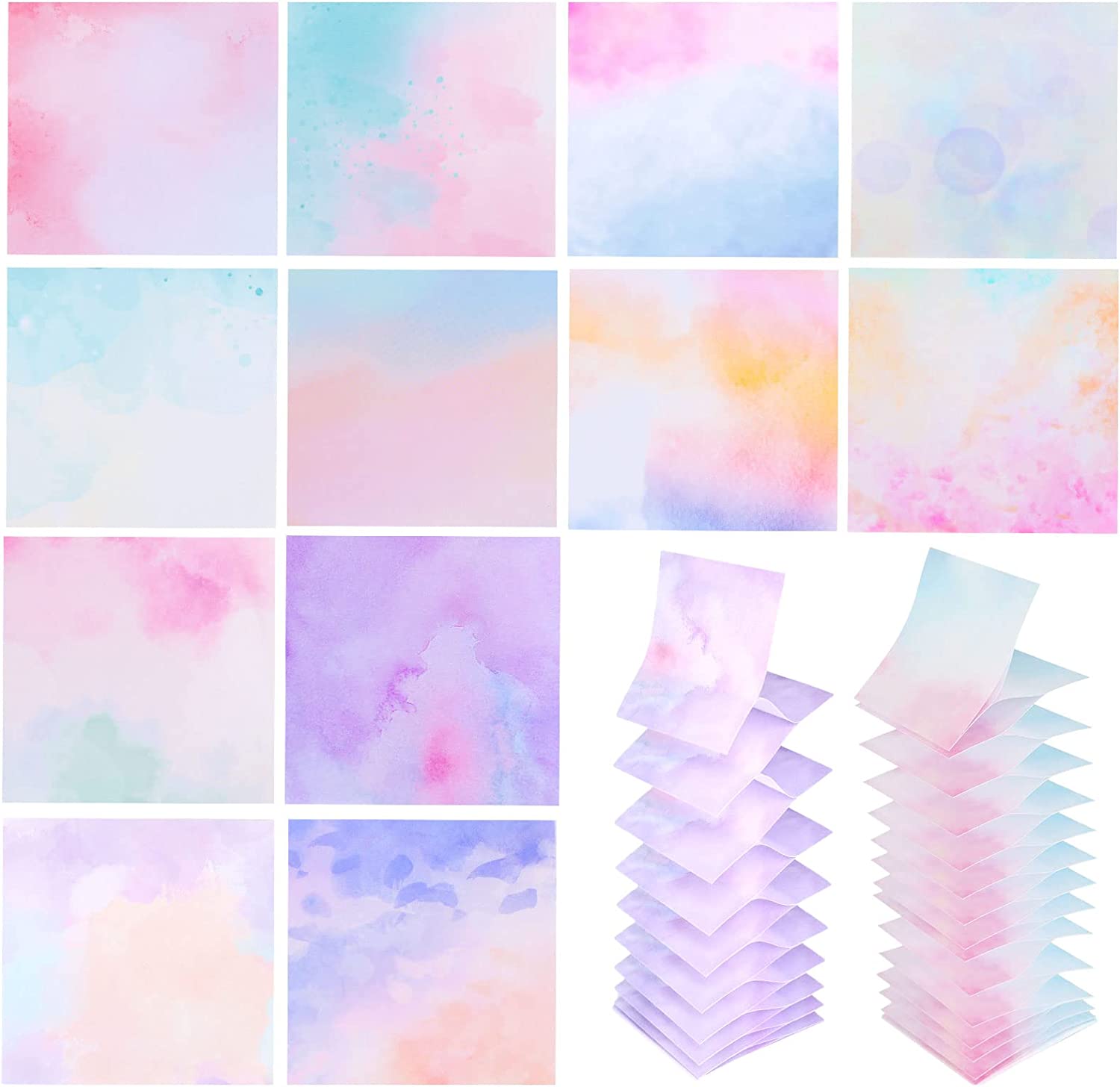 12 Pads Pop up Sticky Notes, 3x3 Cute Gradient Watercolor Self Stick ...