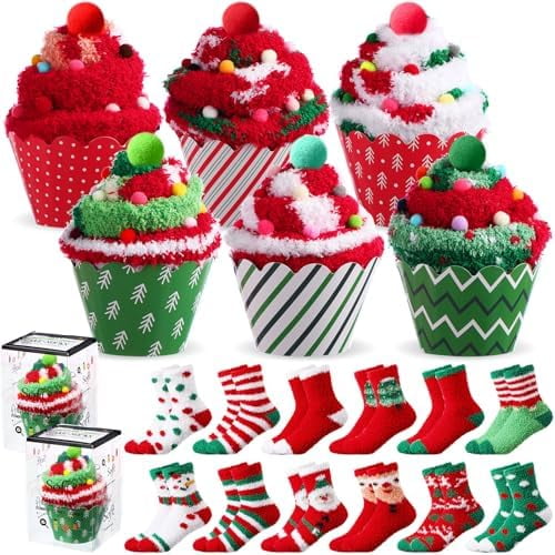 12 Pair Cupcake Socks Bulk Women Heart Fuzzy Socks No Shedding Soft ...