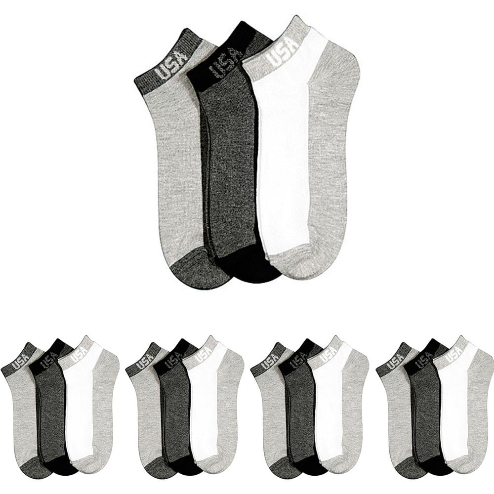 12 Pairs Mens Ankle Low Cut Sport Socks, Size 10-13, Lightweight ...