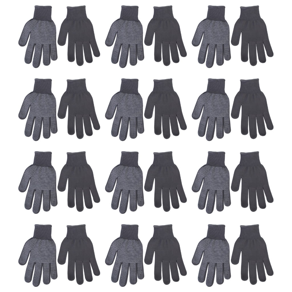 12 Pair String Knit Gloves with Grip Dots, Pack of 24 Nylon Work Gloves ...