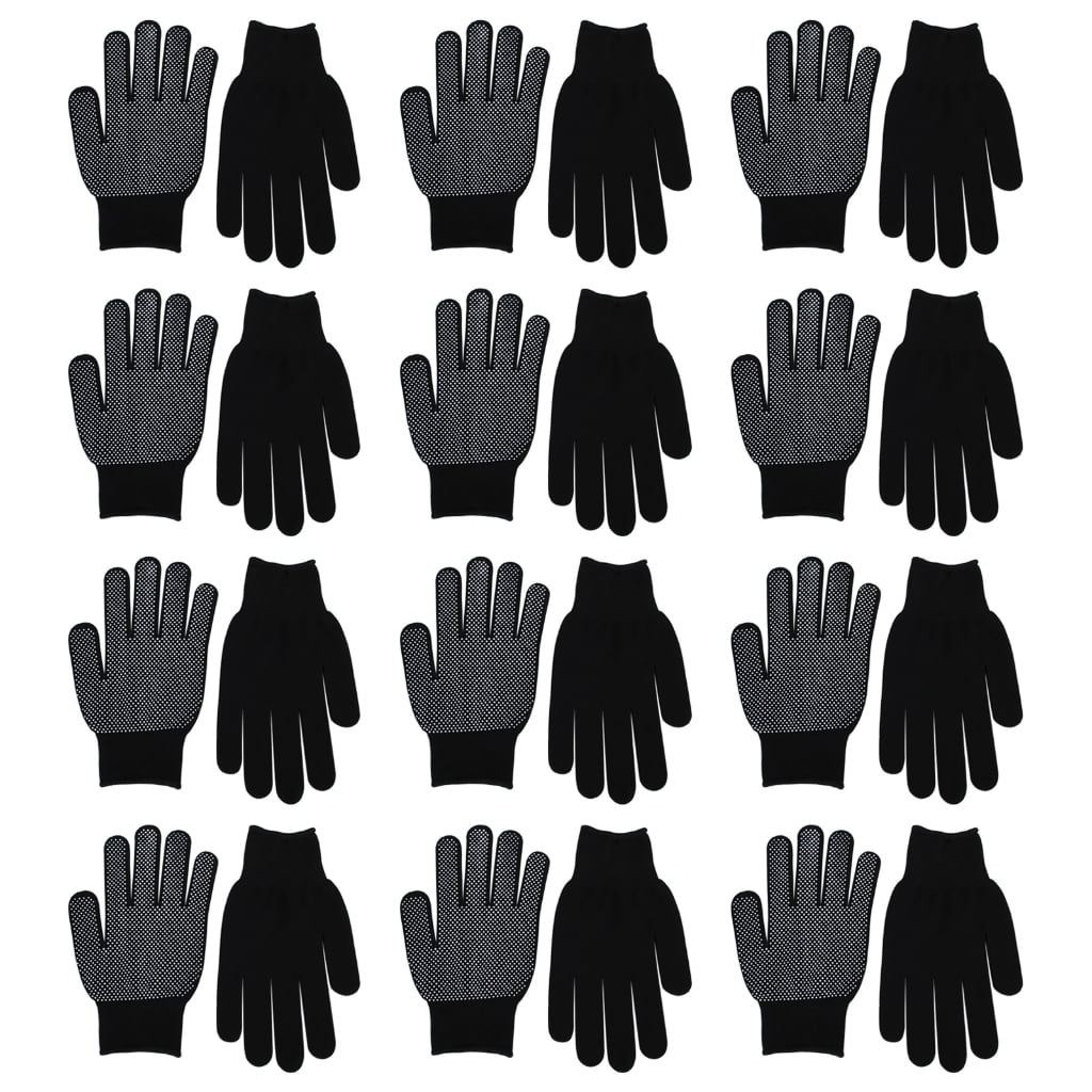 12 Pair String Knit Gloves with Grip Dots, Pack of 24 Nylon Work Gloves ...