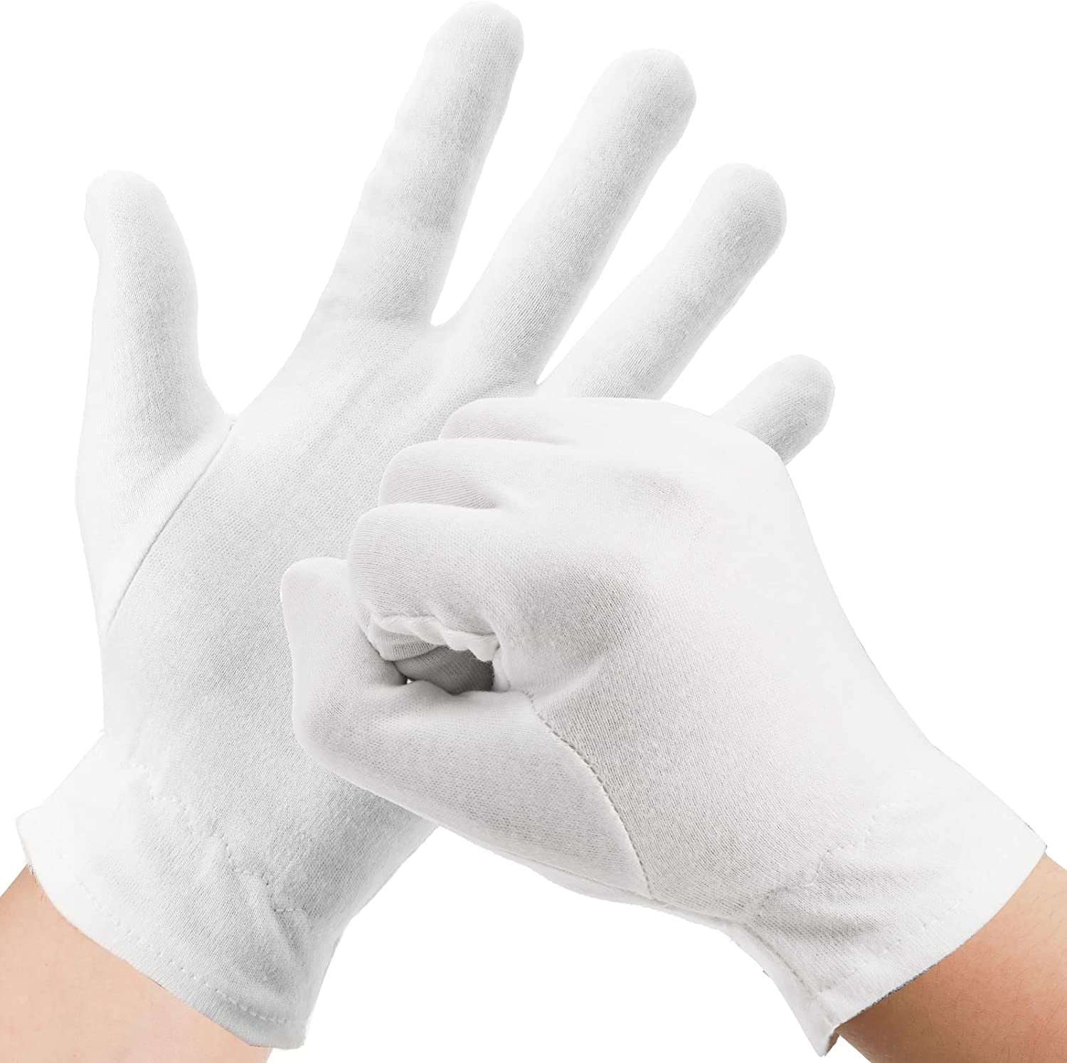 12 Pair White Cotton Moisturizing Gloves Overnight Bedtime, Soft Eczema ...
