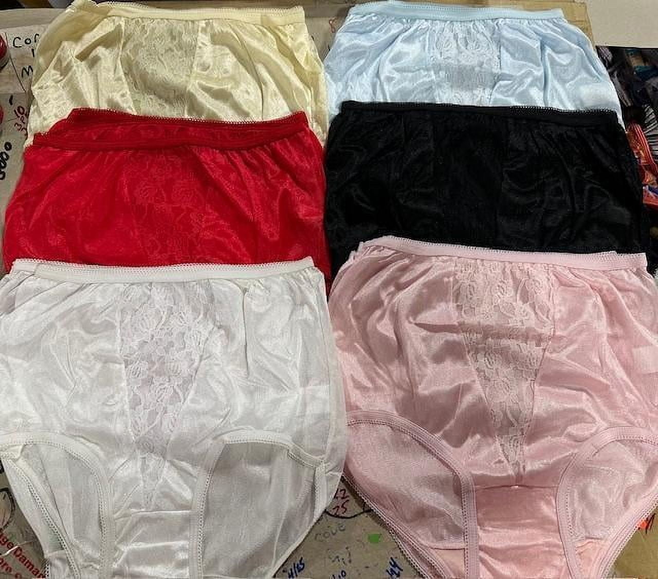 12 Pairs (1 dz) Famous Maker 100% NYLON Briefs Center Lace Panel Sz - 7 ...