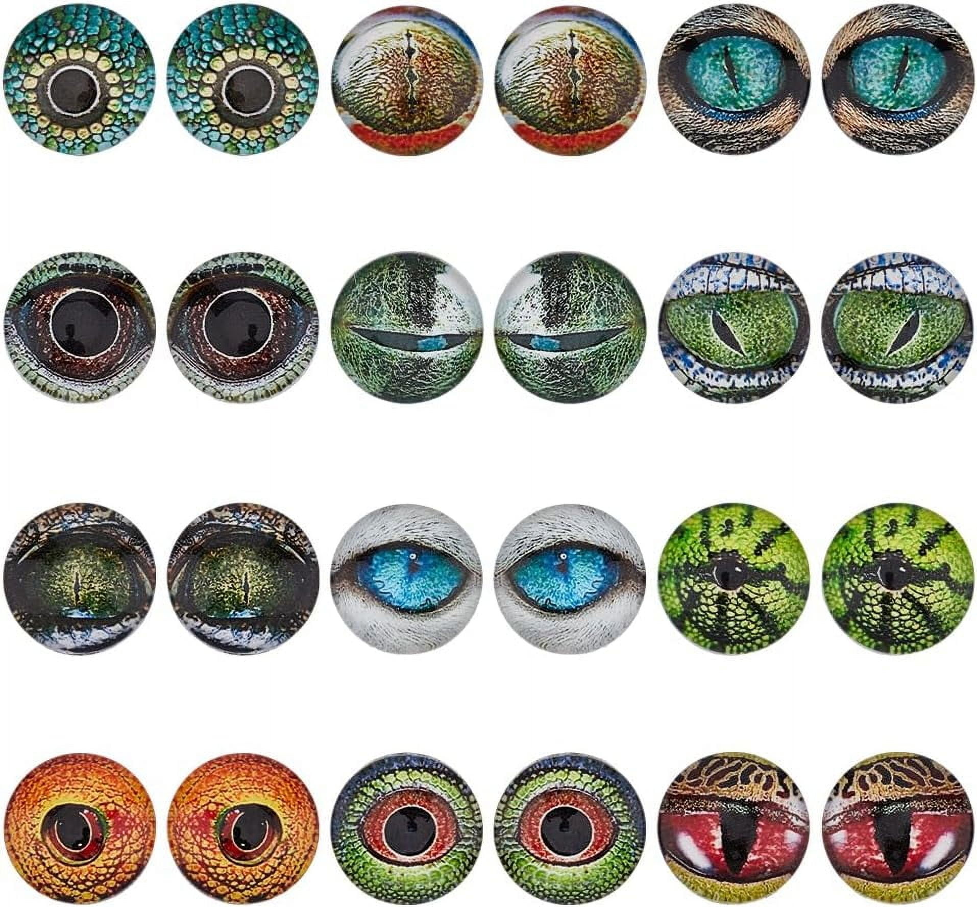 12 Pairs 12 Style Glass Eyes Cabochons Flatback Dragon Eyes Glow in The ...