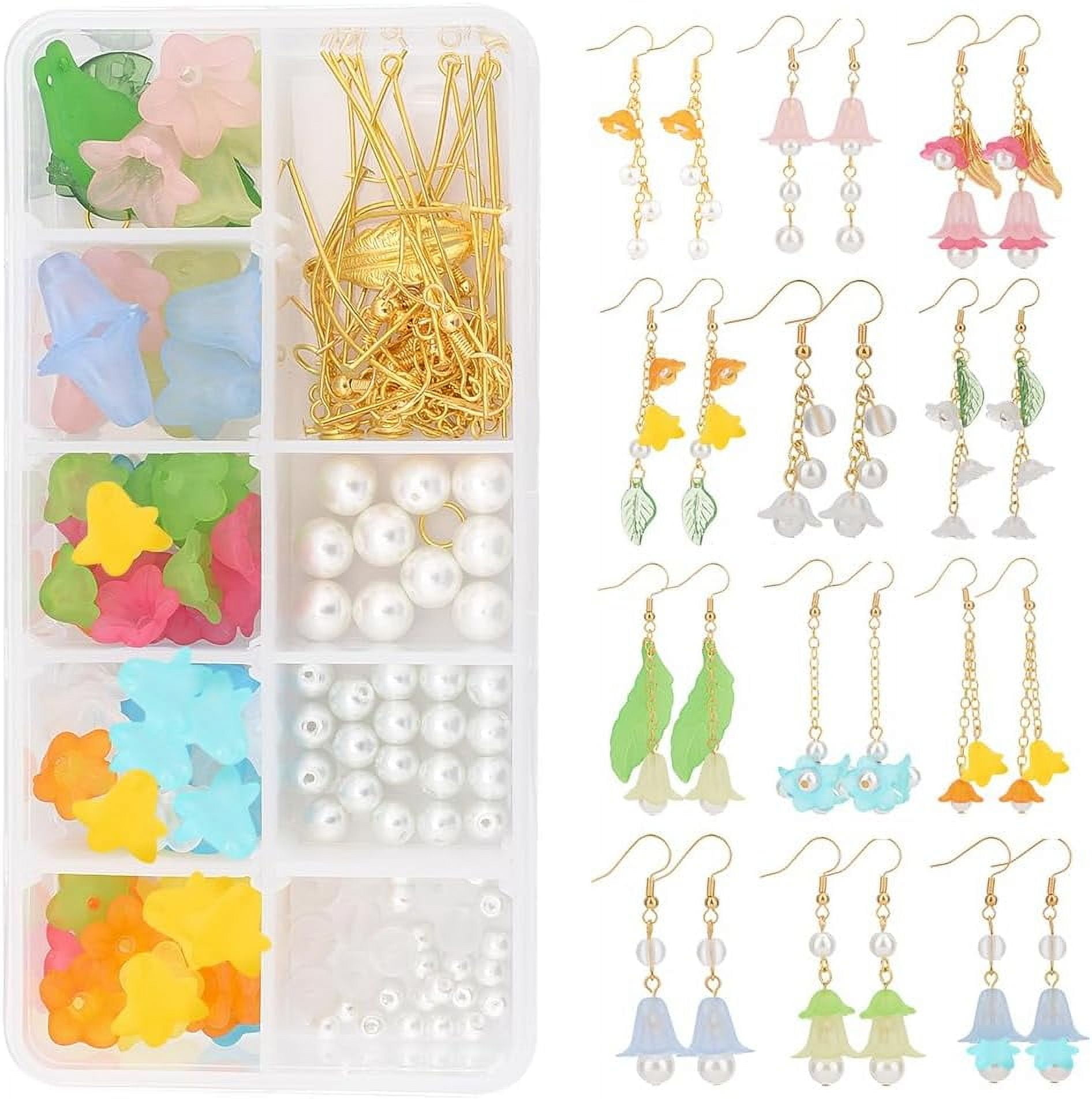 12 Pairs Acrylic Flower Leaf Dangle Earrings Making Kits Acrylic Flower ...