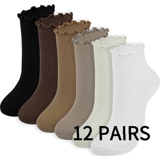 12 Pairs Ankle Ruffle Socks for Women – Soft Cotton Low Cut Crew Socks ...
