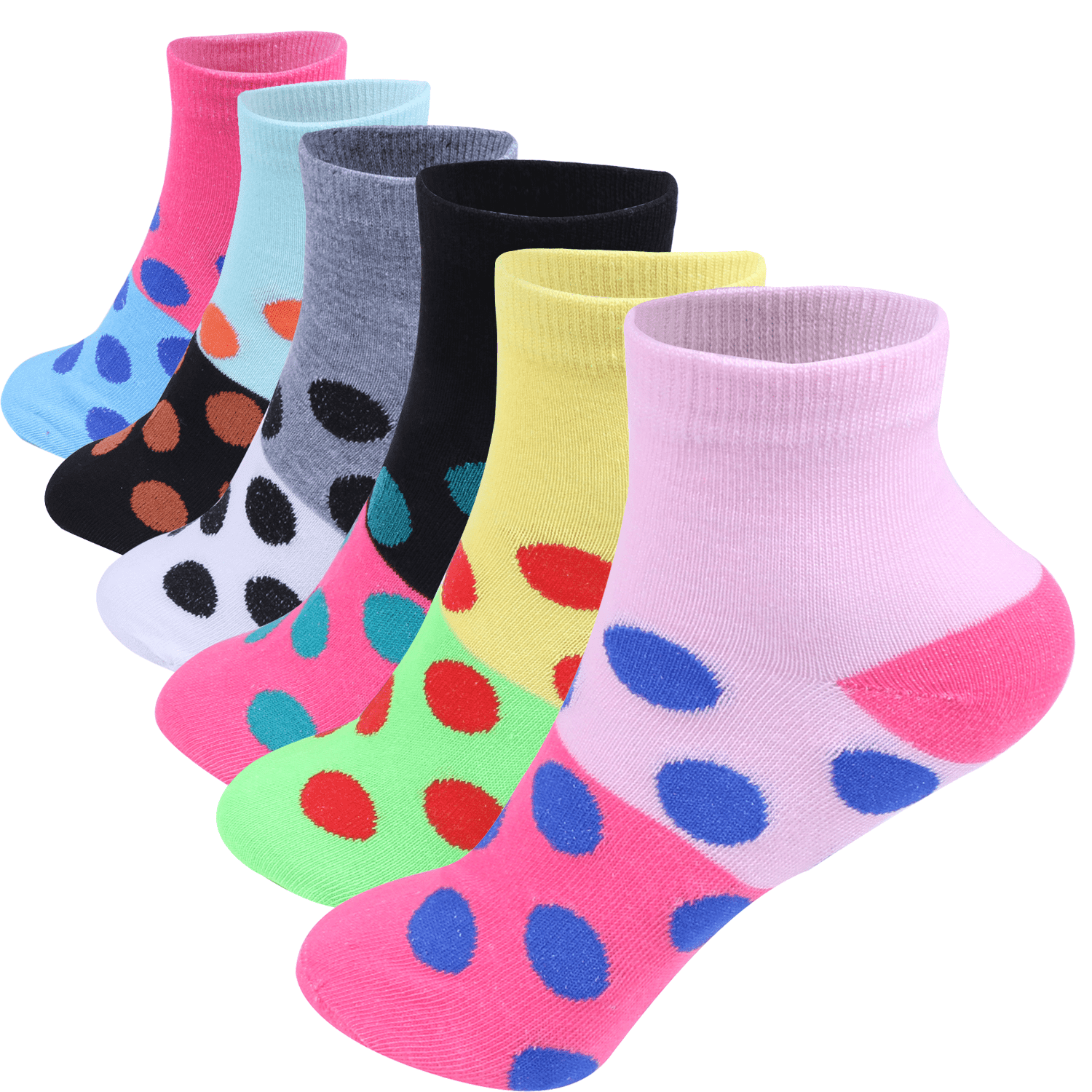 12 Pairs Assorted Women's Lightweight Cotton Socks Polka Dots Casual ...