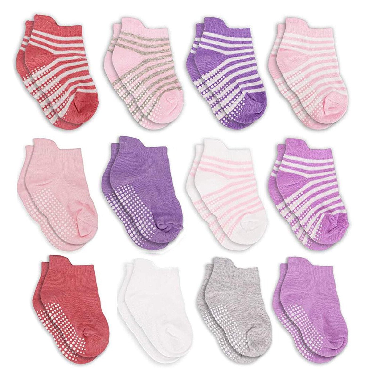 12 Pairs Baby Non Slip Socks Toddler Socks With Grips Ankle For Infants ...