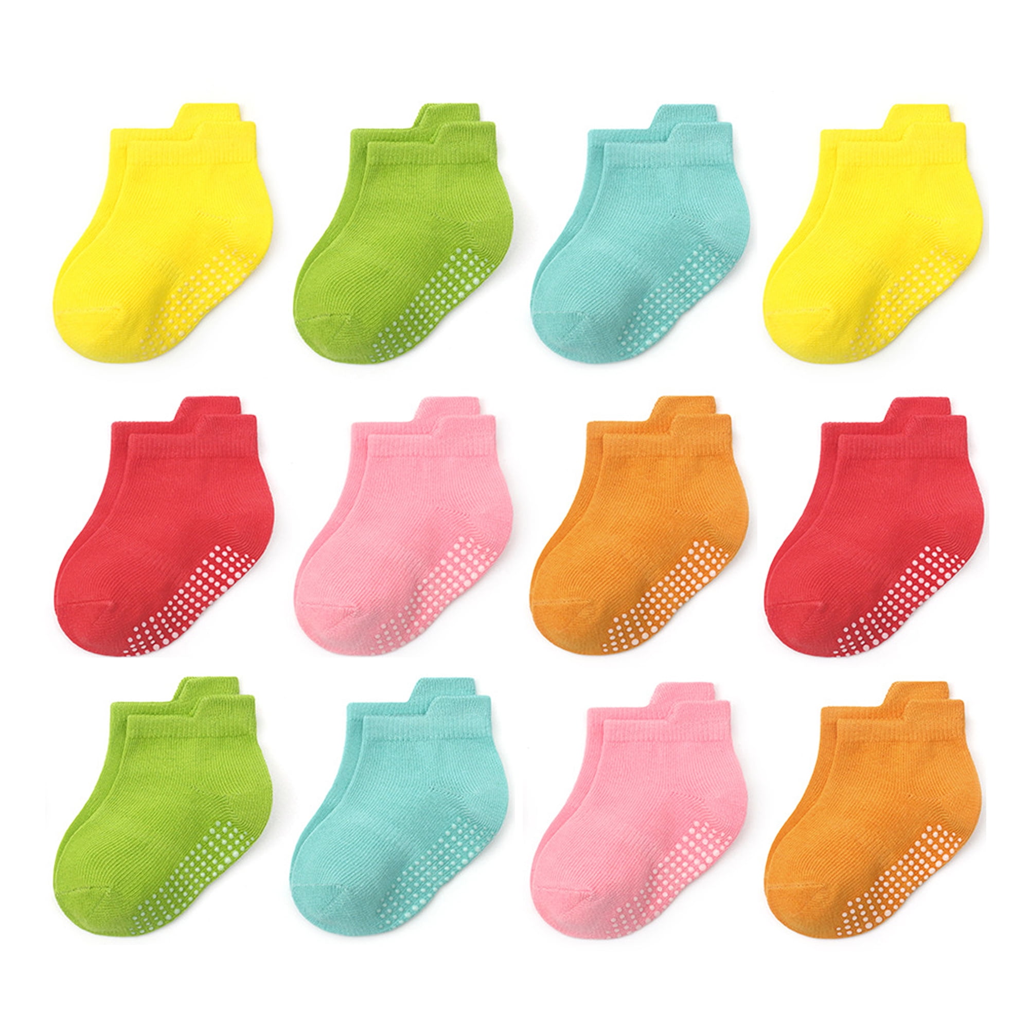 Fraobbg 12 Pairs Baby Non Slip Socks Toddler Socks With Grips Ankle For ...