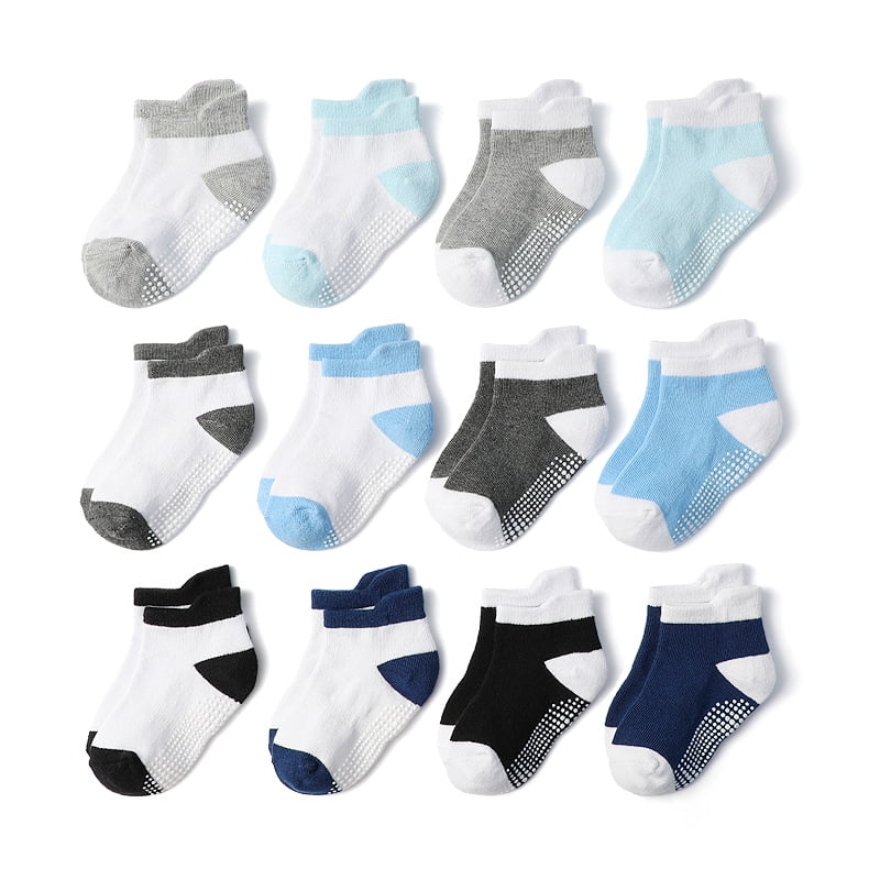 12 Pairs Baby Toddler Ankle Socks with Grippers Non Slip Grip Infants ...