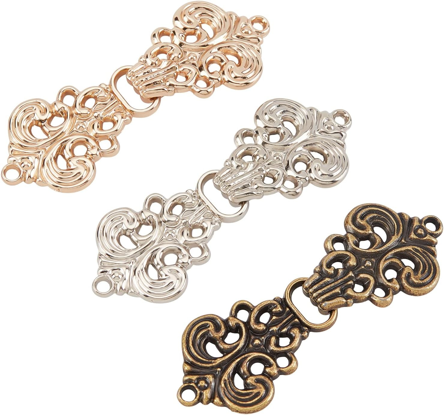 12 Pairs Baroque Swirl Sew on Cape Cloak Clasp Fasteners 58 x 21mm Hook ...