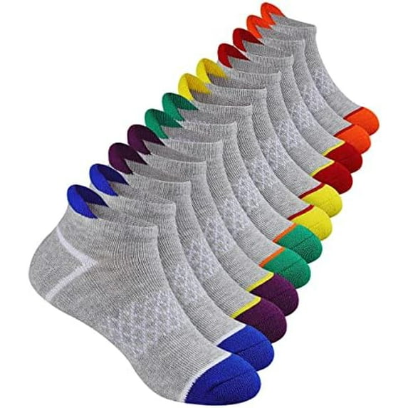 12 Pairs Boys Socks Ankle Athletic Socks With Cushioned Sole For 4-6 6-8 8-10 Years Old Kids ...