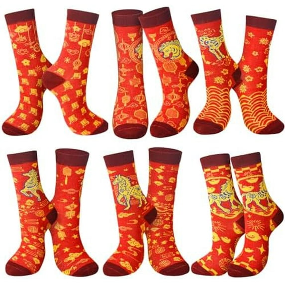 12 Pairs Chinese New Year of Horse Socks 2026 China Zodiac Socks Red ...