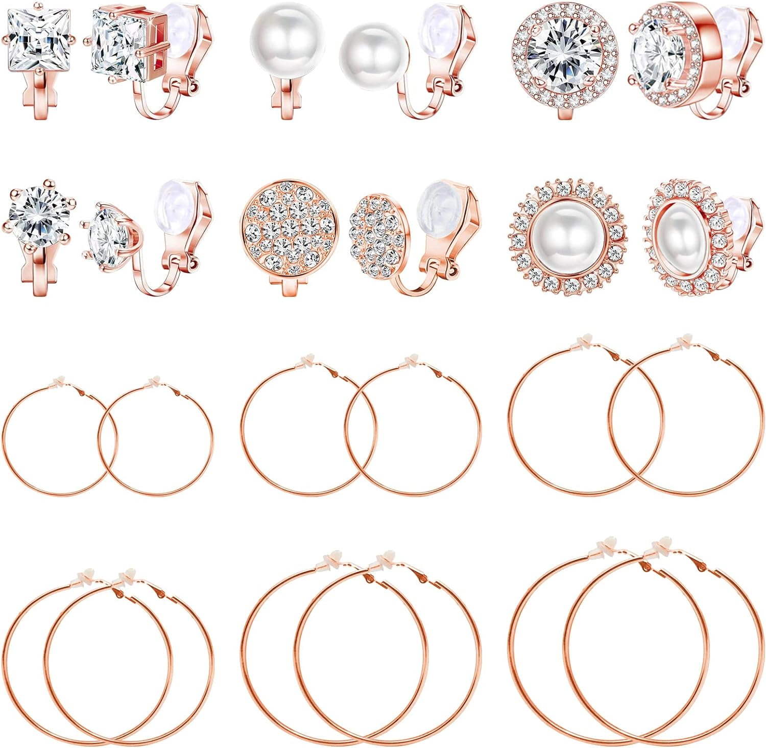 12 Pairs Clip On Earrings For Women Cute Earrings Crystal Earrings ...