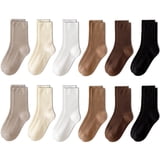 12 Pairs Cute Crew Socks for Women, Neutral Casual Aesthetic Socks ...