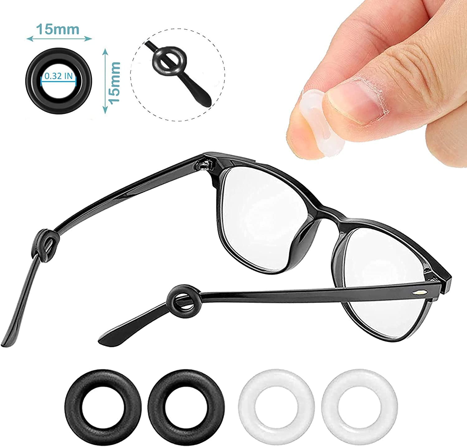 12 Pairs Eyeglasses Ear Grips, Anti-Slip Elastic Comfort Glasses ...