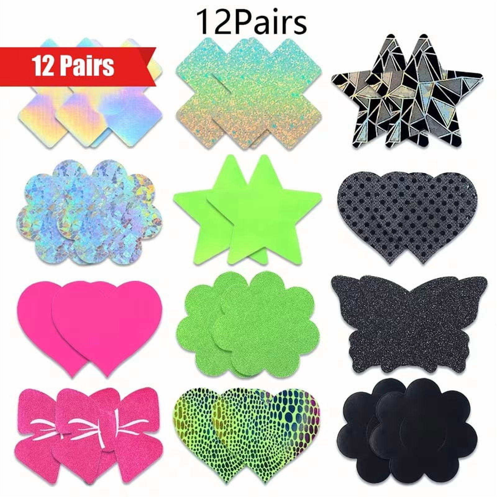 12 Pairs Fluorescent Color Nipple Covers - Disposable Self-Adhesive ...
