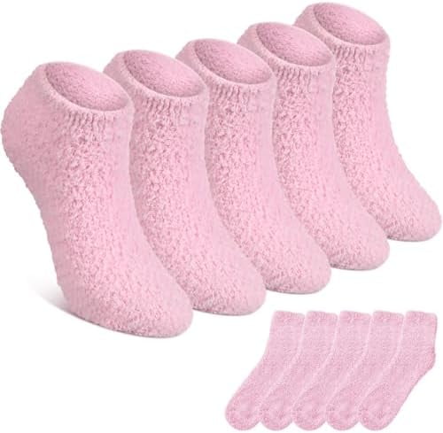 12 Pairs Fuzzy Socks Winter Warm Socks Women Soft Stocking Plush Coral ...