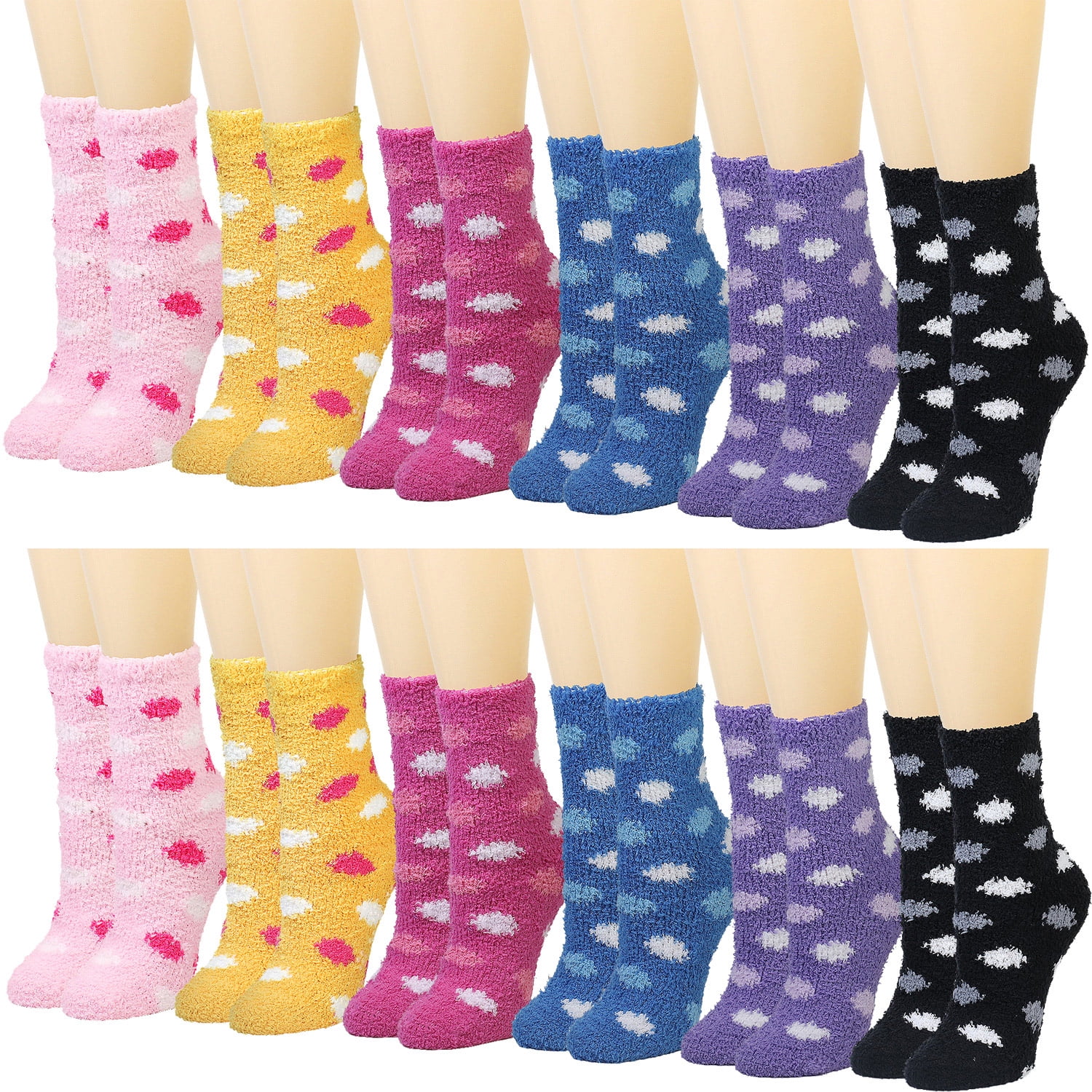 12 Pairs Fuzzy Socks Womens Girls Microfiber Cozy Soft Warm Fluffy Non ...