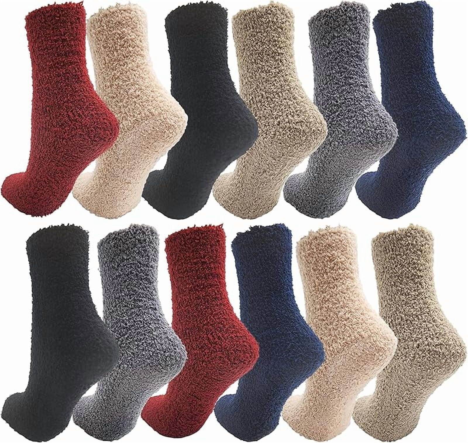 12 Pairs Fuzzy Socks for Women, Soft Fluffy Cozy Thick Warm Winter ...