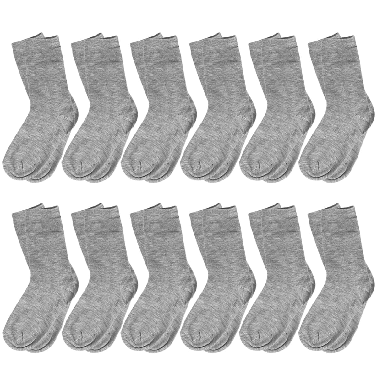 12-Pack Girl Toddler Cotton Crew Socks, Gray, Size 4-6 Years, Machine ...
