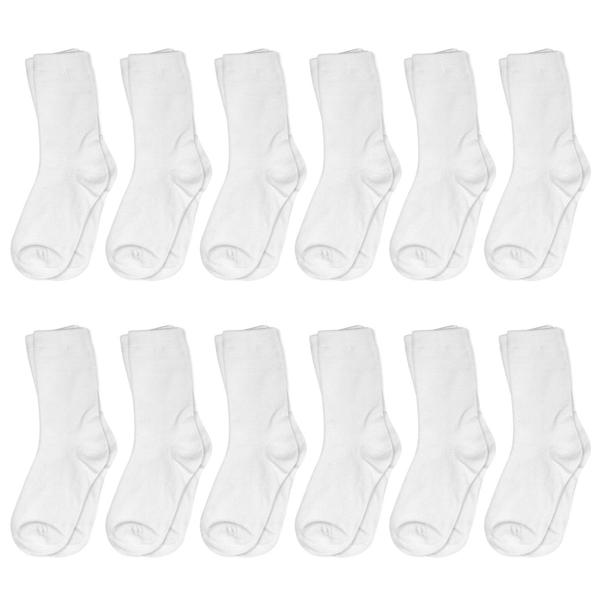 Young Little Girl's Bulk Pack Toddler Cotton Crew Socks, White, 12 ...