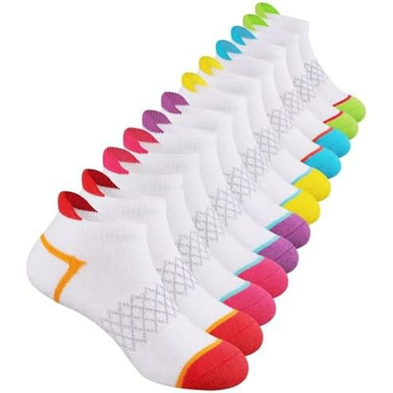 12 Pairs Girls Socks Ankle Athletic Socks Cotton Sports Socks With ...