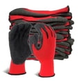 12 Pairs Heavy Duty Latex Work Gloves - Red and Black Non-Slip Grip ...