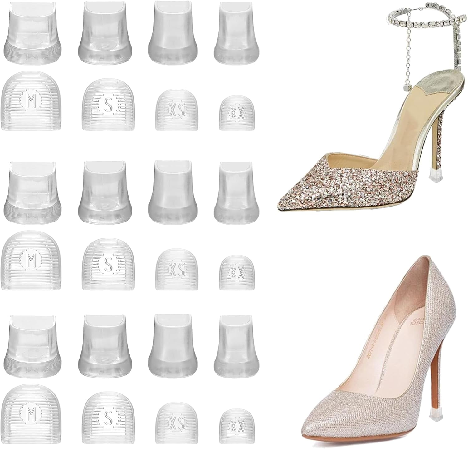 12 Pairs Heel Caps for High Heels, 4 Sizes Clear U Shape Anti-Slip ...