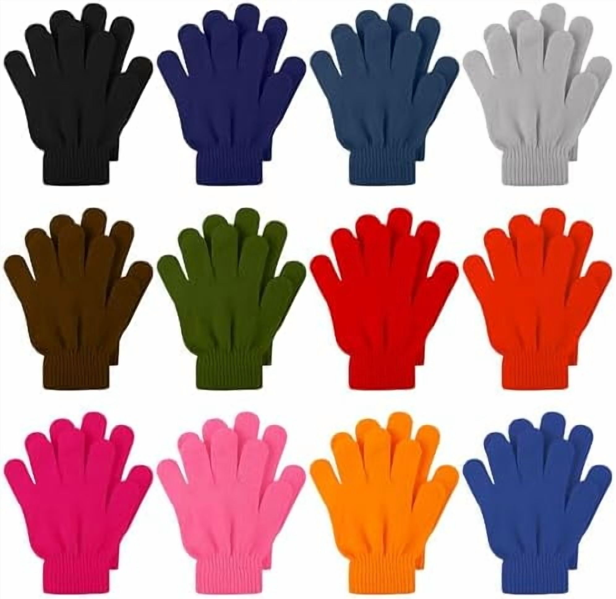 12 Pairs Kid's Winter Magic Gloves Children Stretchy Warm Magic Gloves ...