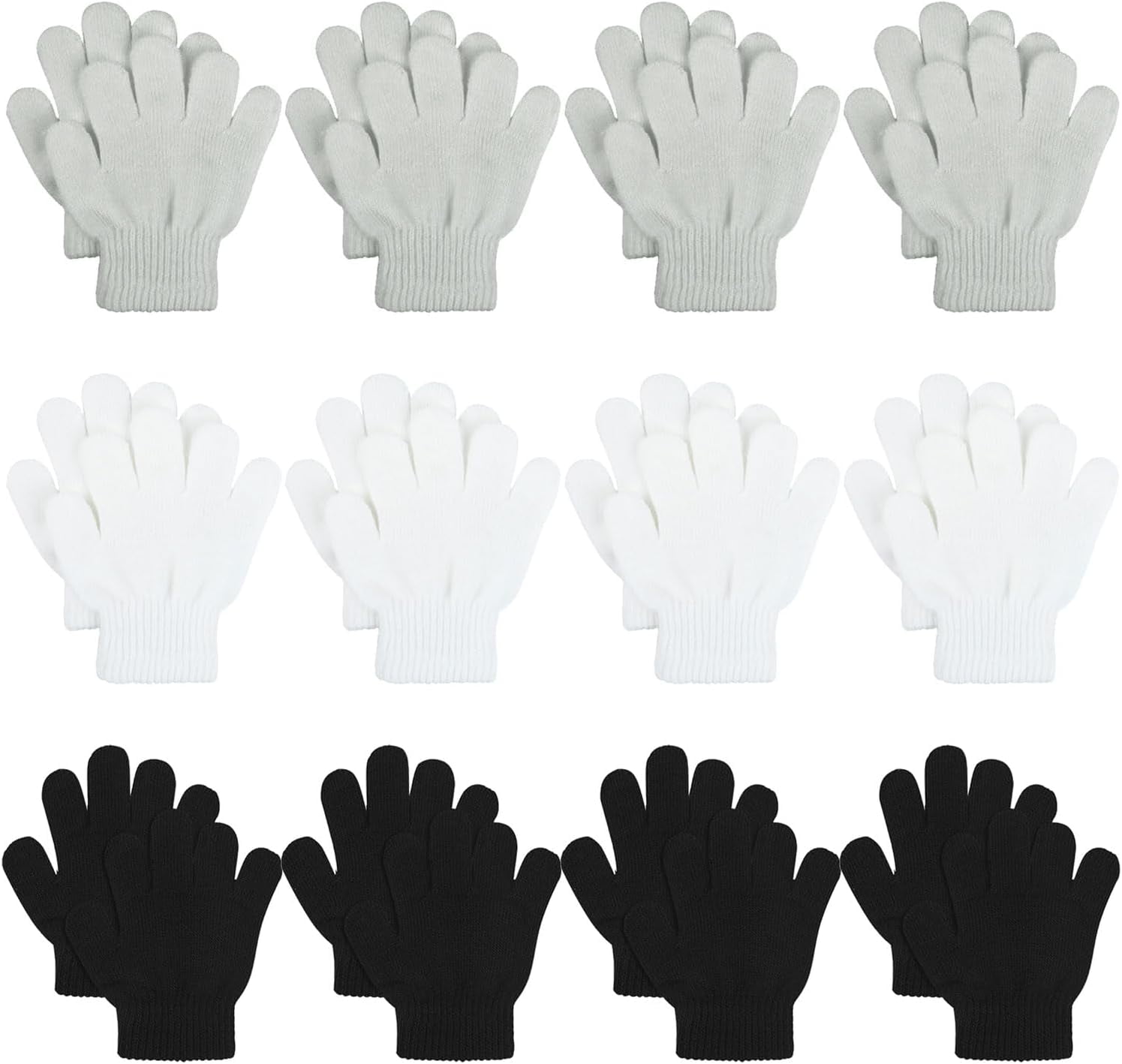 12 Pairs Kid's Winter Magic Gloves Children Stretchy Warm Magic Gloves ...