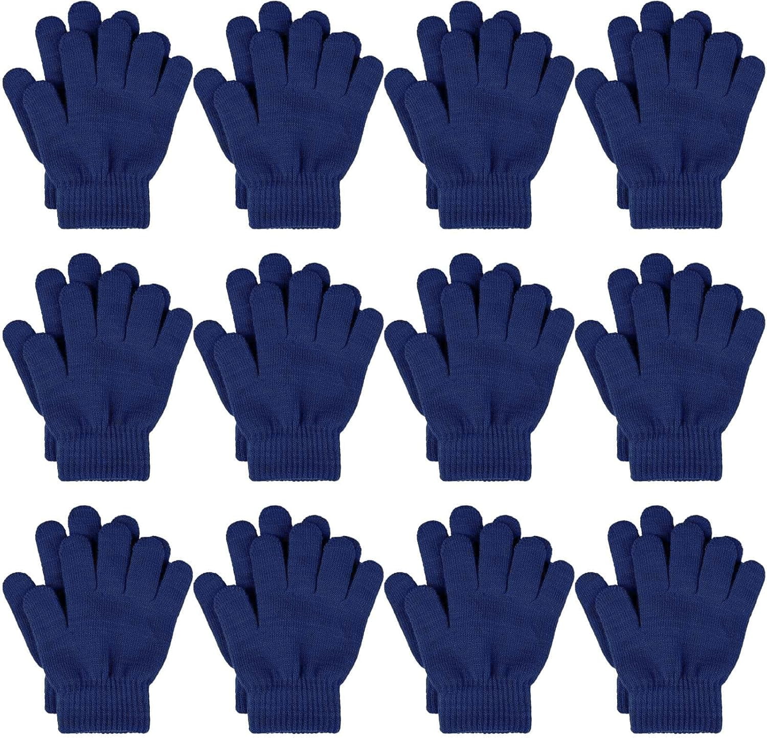 12 Pairs Kid's Winter Magic Gloves Children Stretchy Warm Magic Gloves ...