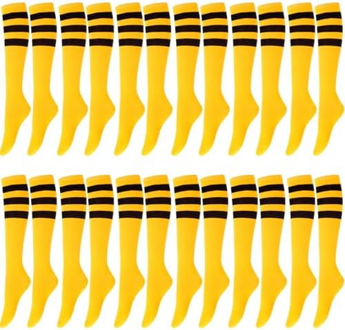 12 Pairs Knee High Tube Socks for Women Colorful Striped Athletic Socks ...