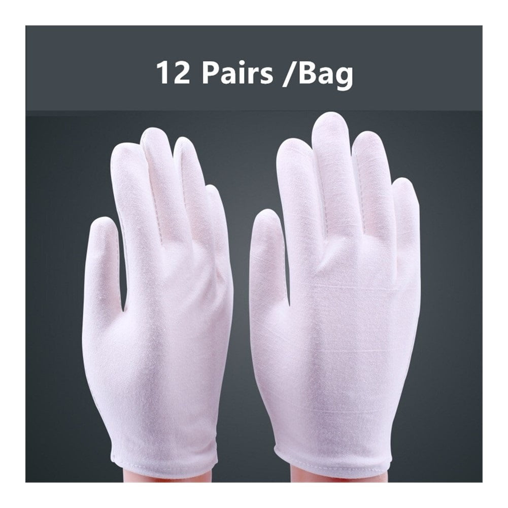 12 Pairs/Lot work gloves White Cotton Safety Glove For Serving/Waiters ...