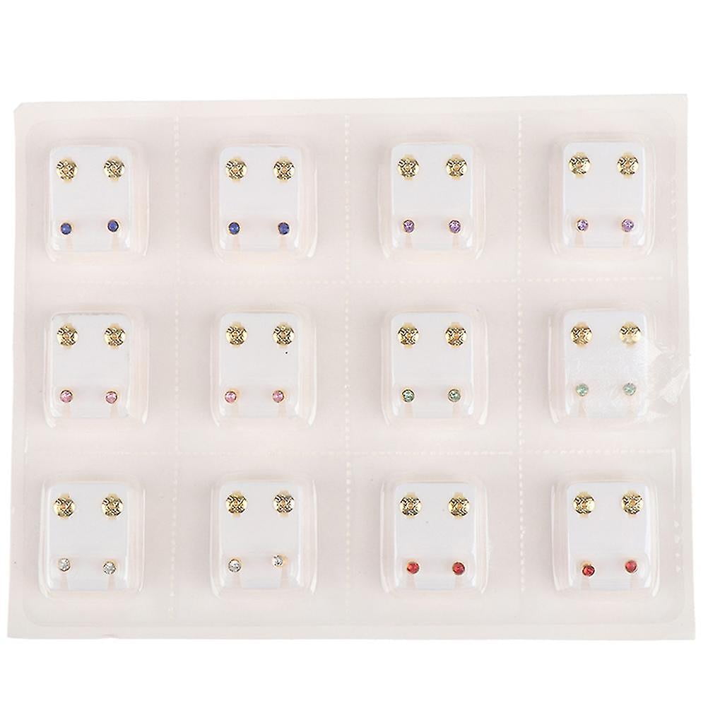 12 Pairs Medical Earrings Piercing Tool Ear Stud Surgical Steel ...