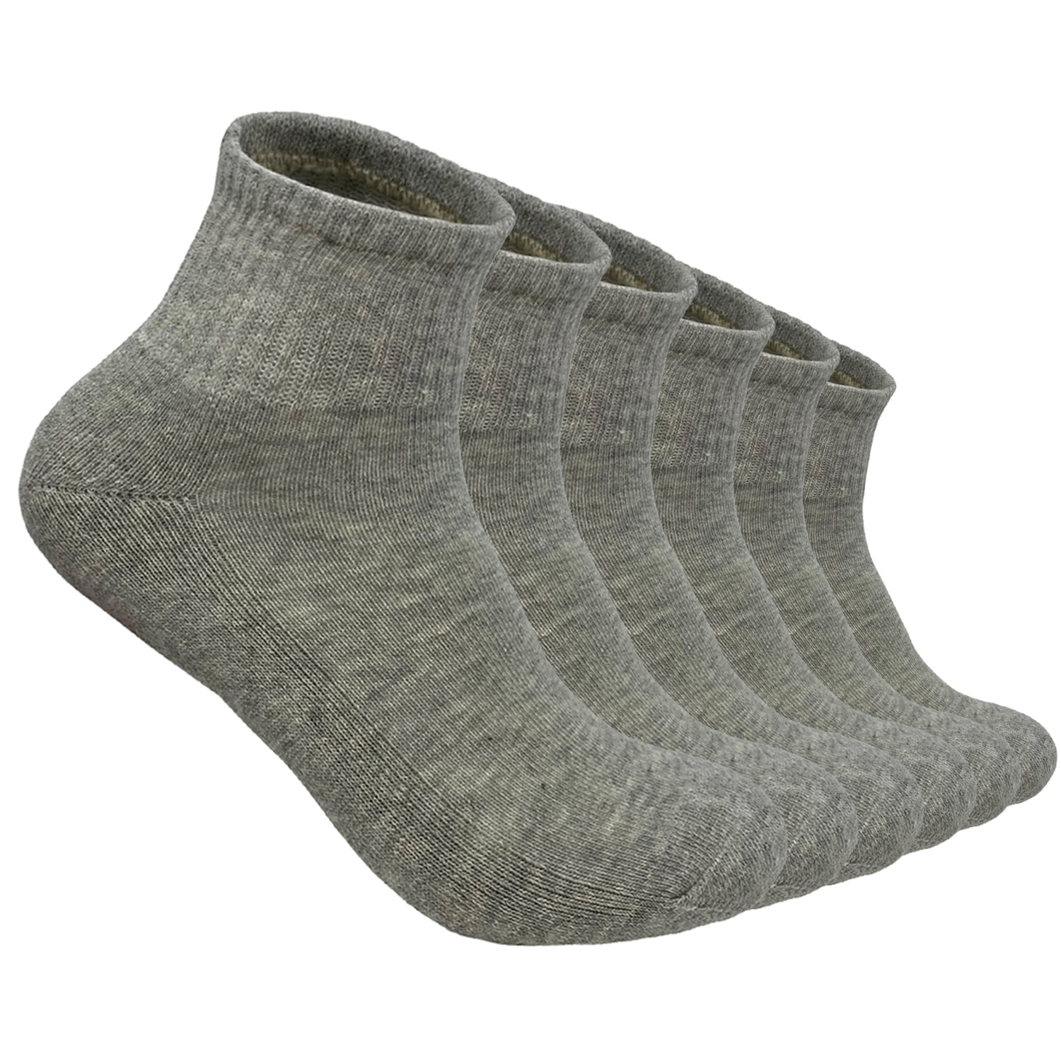 Glory Max 12 Pairs Men's High Ankle Cotton Socks, Solid Gray, Athletic ...