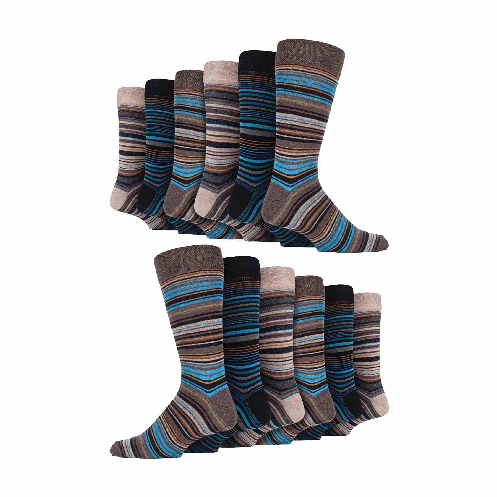 12 Pairs Mens Cotton Colourful Striped Dress Socks | Sock Snob ...