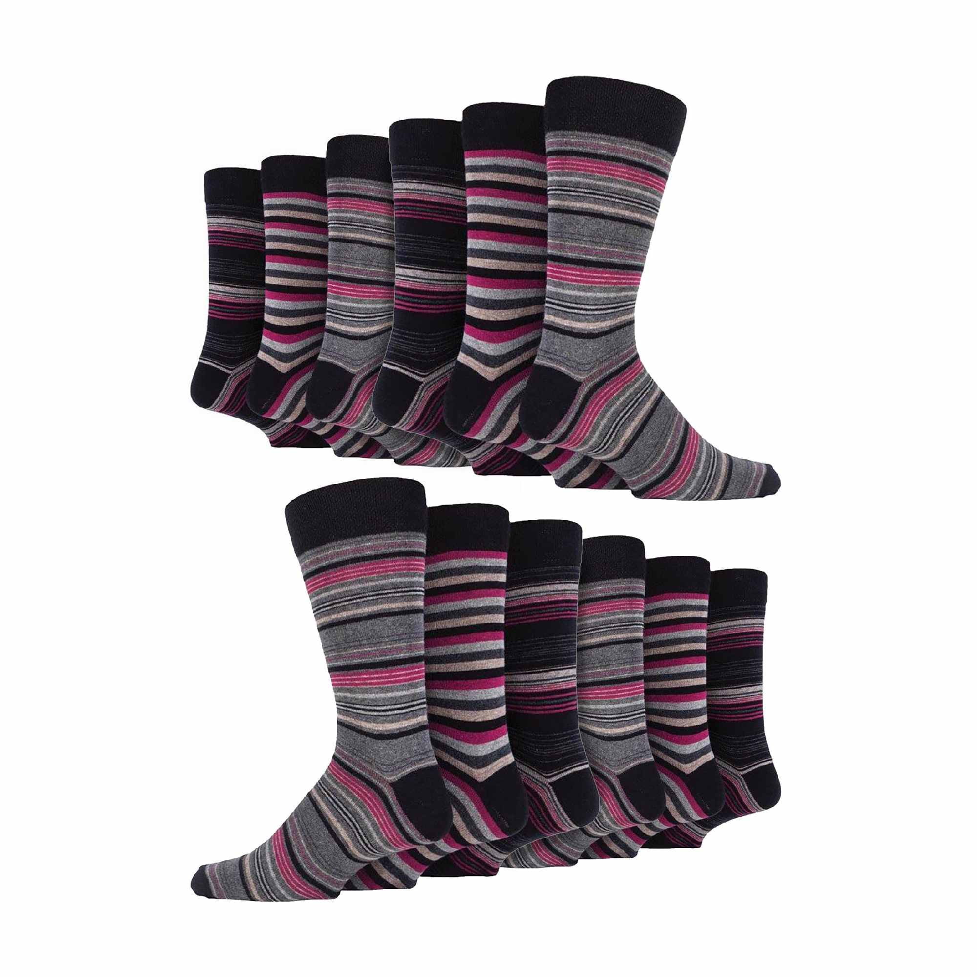 12 Pairs Mens Cotton Colourful Striped Dress Socks | Sock Snob ...