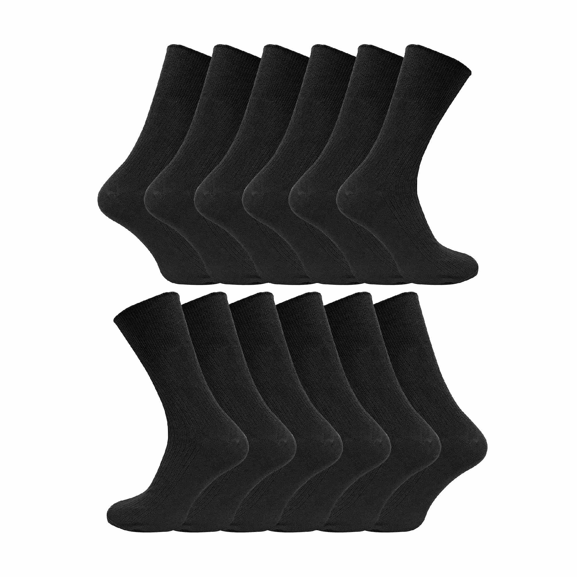 12 Pairs Mens Non Elastic Ribbed Wide Top 100% Cotton Socks | Sock Snob ...