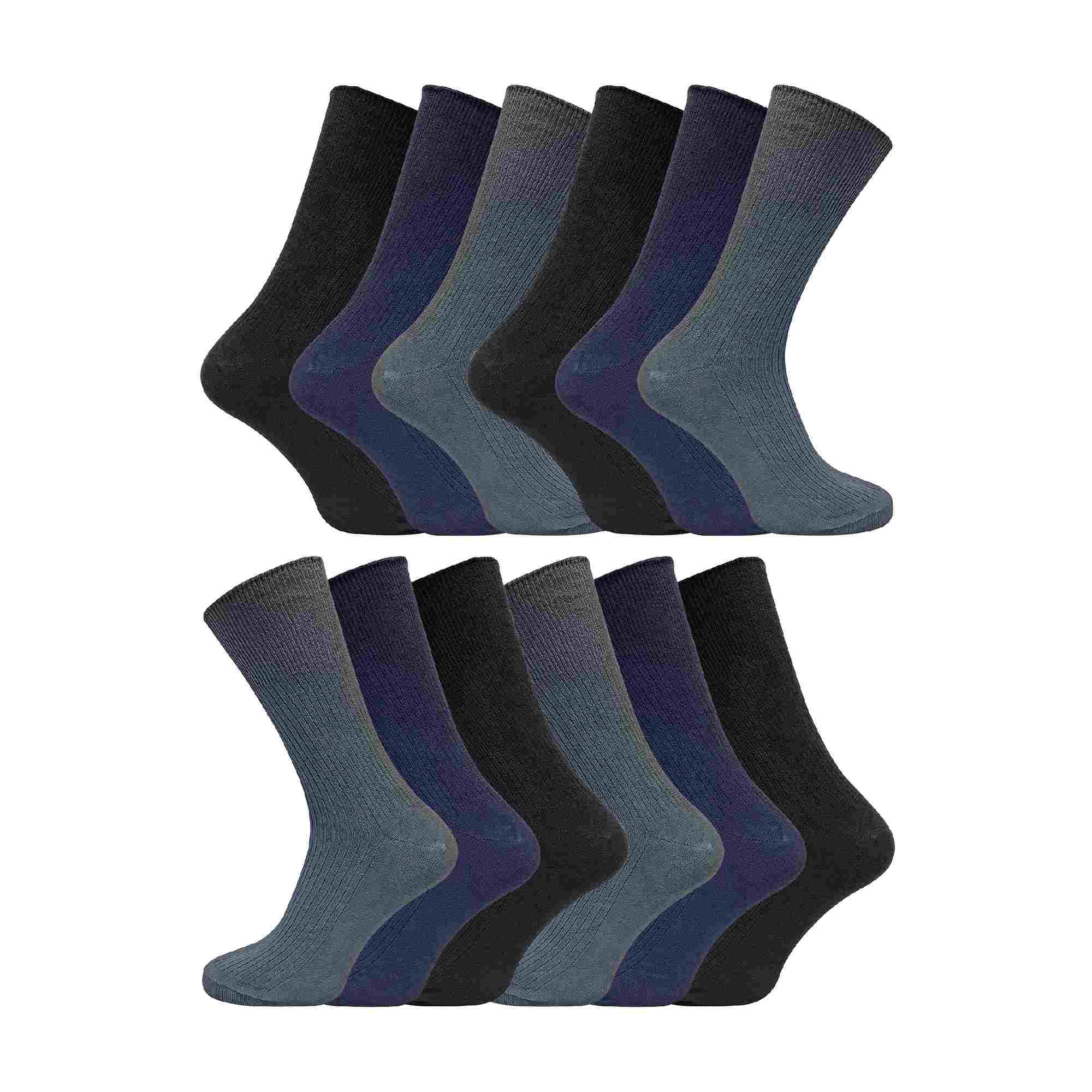 12 Pairs Mens Non Elastic Ribbed Wide Top 100% Cotton Socks | Sock Snob ...