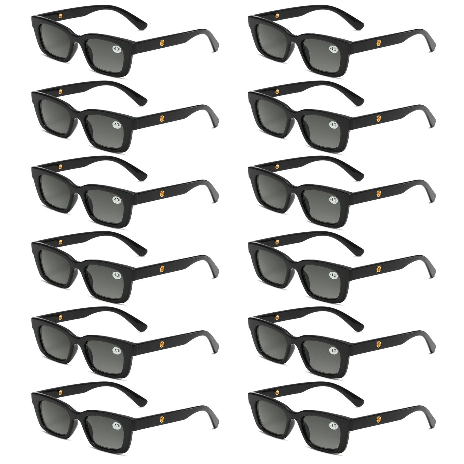 12 Pairs Mens Womens Reading Sunglasses Square Full Tinted Sun Readers ...