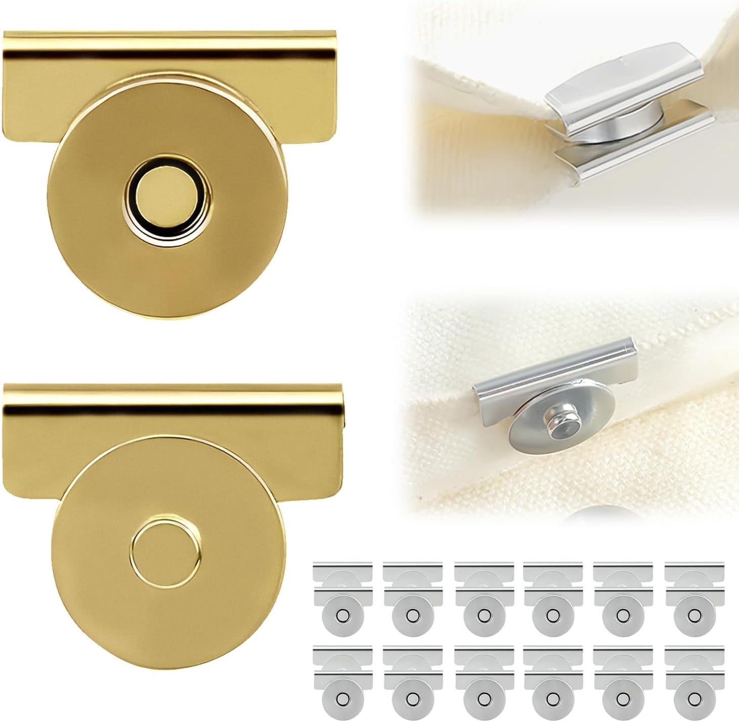 12 Pairs No-Sewing Seamless Magnetic Snap Buttons for Purses, Totes ...