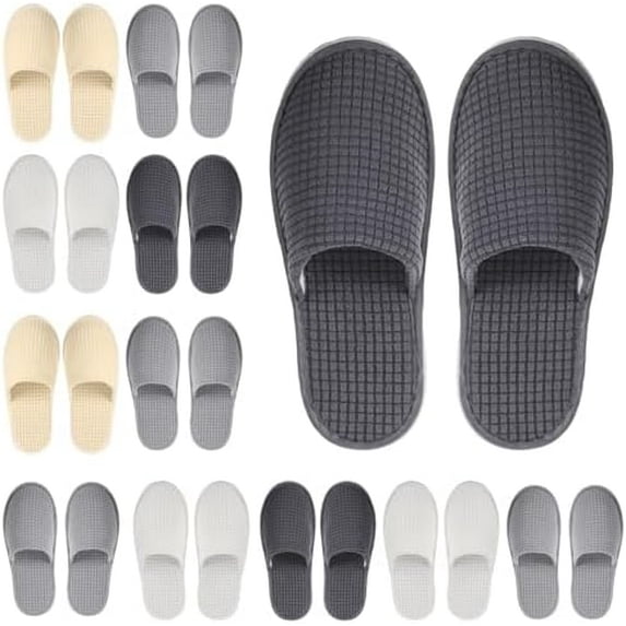 12 Pairs Non-Slip Closed Toe Guest Slippers - Washable Reusable for ...