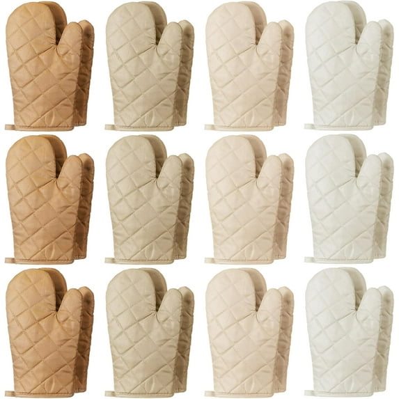 12 Pairs Oven Mitts Heat Resistant Kitchen Long Oven Gloves Mitts Thick ...