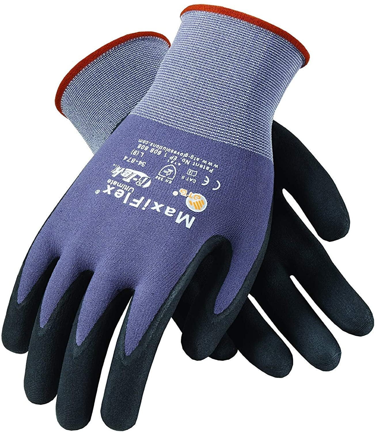 12 Pairs Pack MaxiFlex 34-874 Gloves Nitrile Micro-Foam Grip Palm & Fingers - Excellent grip and ...