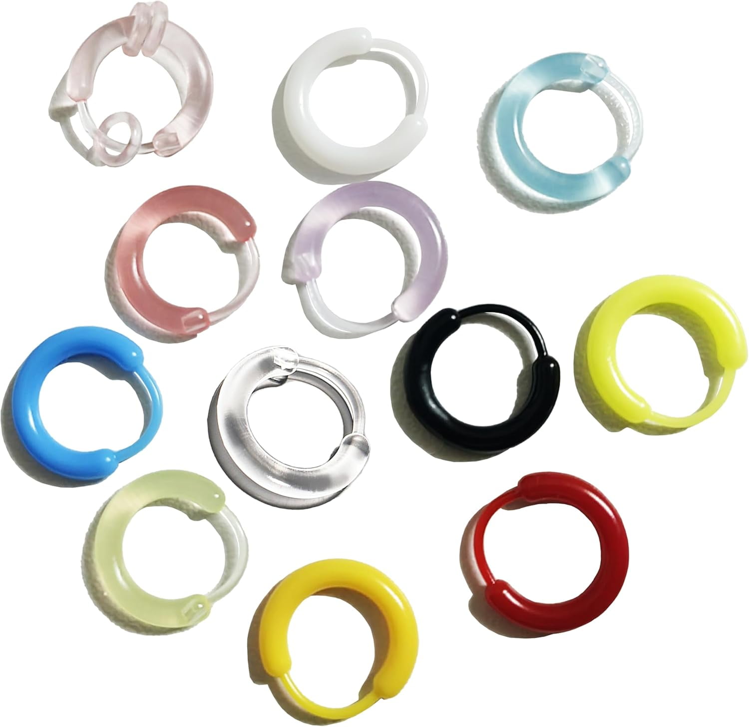 12 Pairs Quality Anti-Allergy Unisex Cute Plastic Hoop Ear Retainers ...