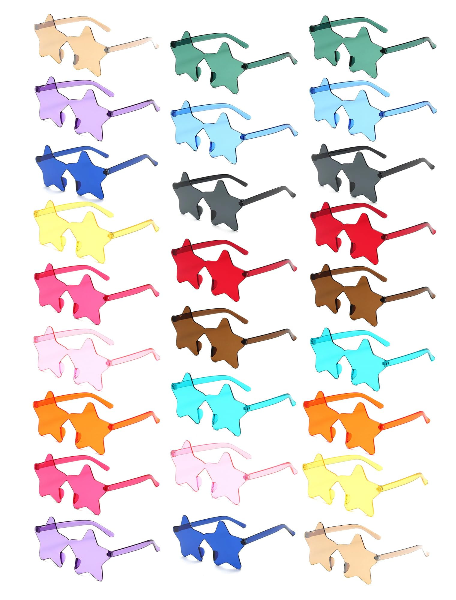 12 Pairs Rimless Star Shaped Sunglasses, Transparent Candy Color Star ...