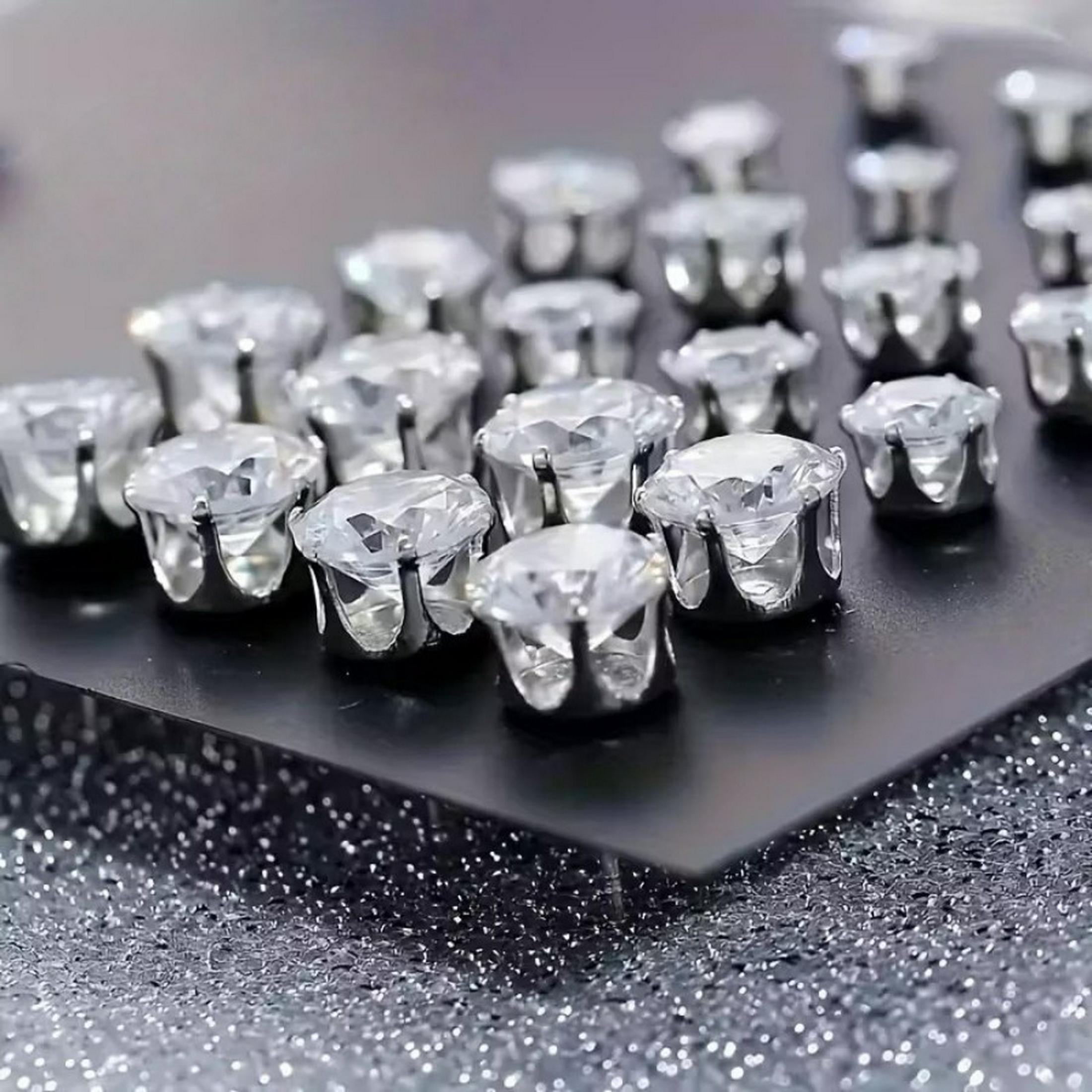 12 Pairs Set Stainless Steel Stud Earrings with Gemstone Buds Round ...