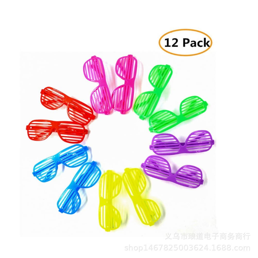 12 Pairs Shutter Glasses Shades Eyeglasses, Neon Color Slotted ...