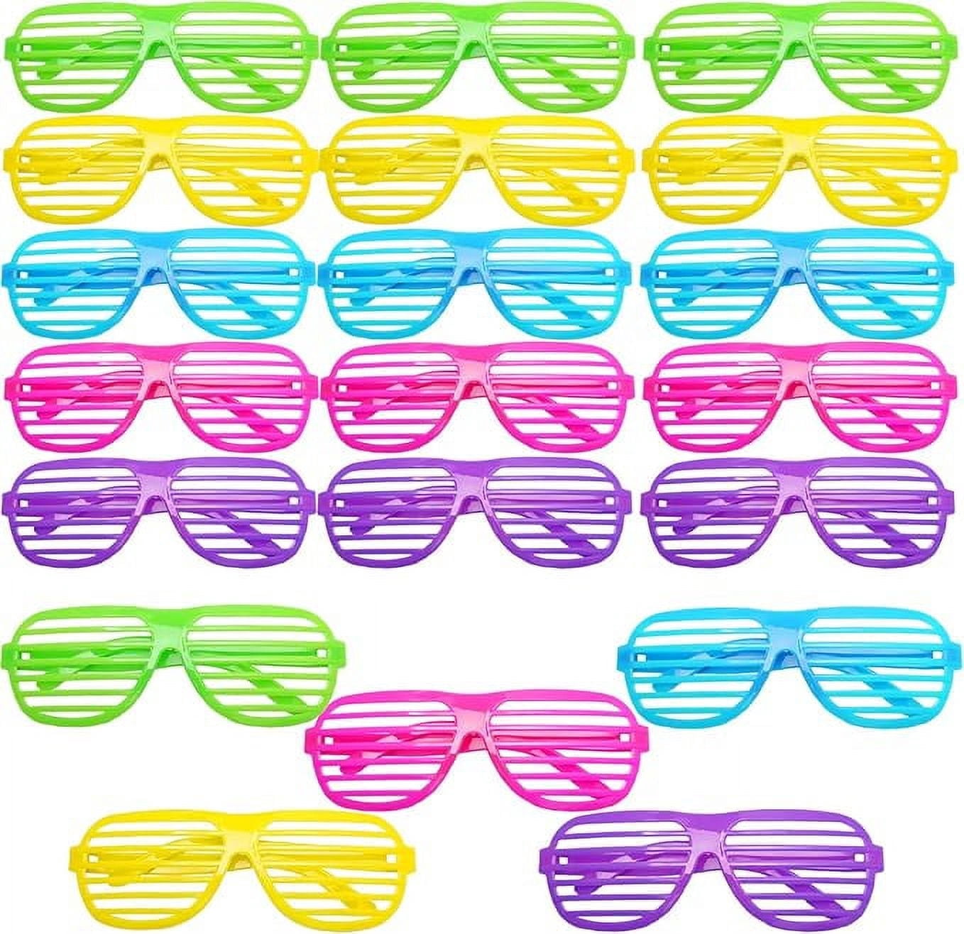 12 Pairs Shutter Shades Glasses Neon Slotted Sunglasses 80s Party ...